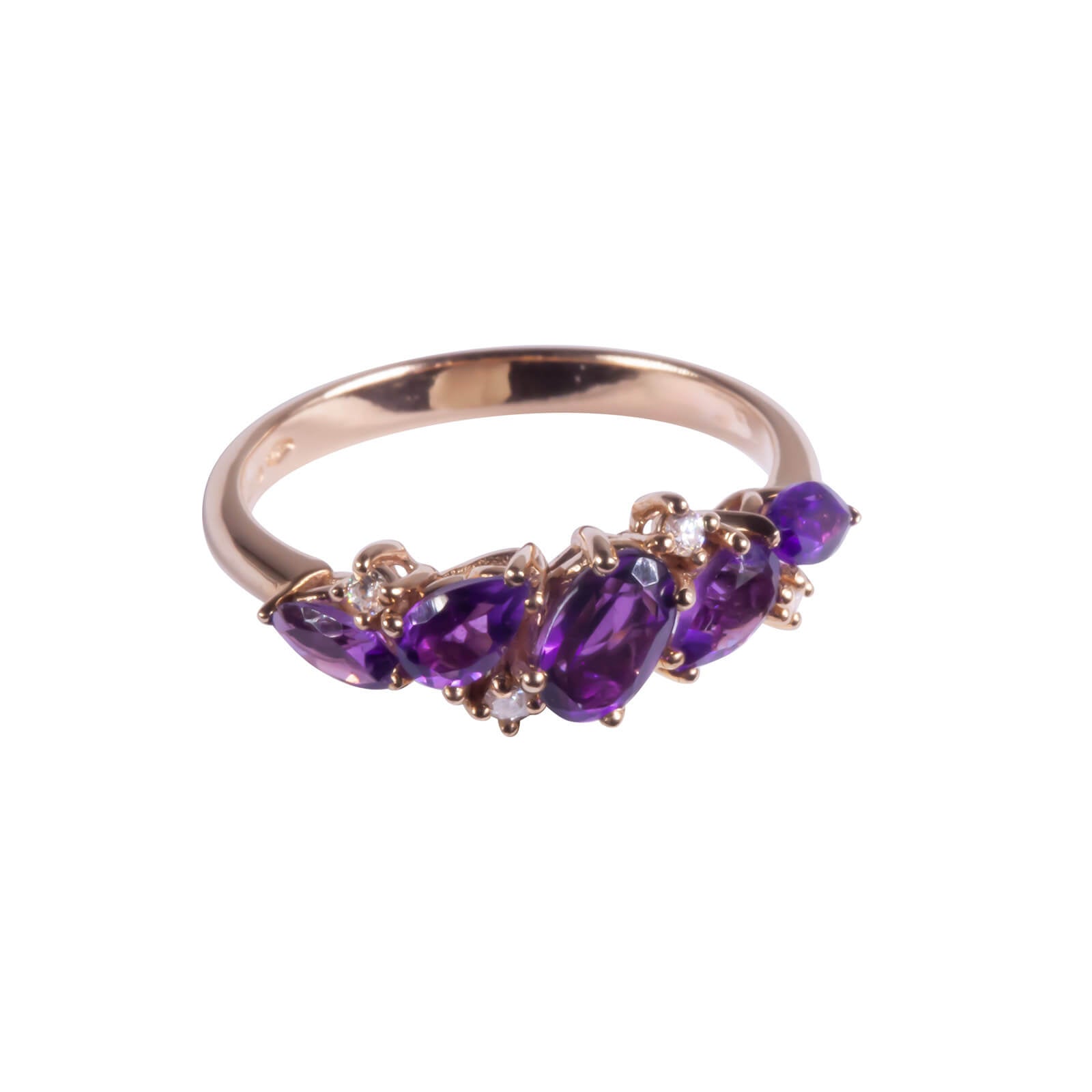 Anello Noel oro rosa ametista e diamanti – Marina Ferraro Gioielli